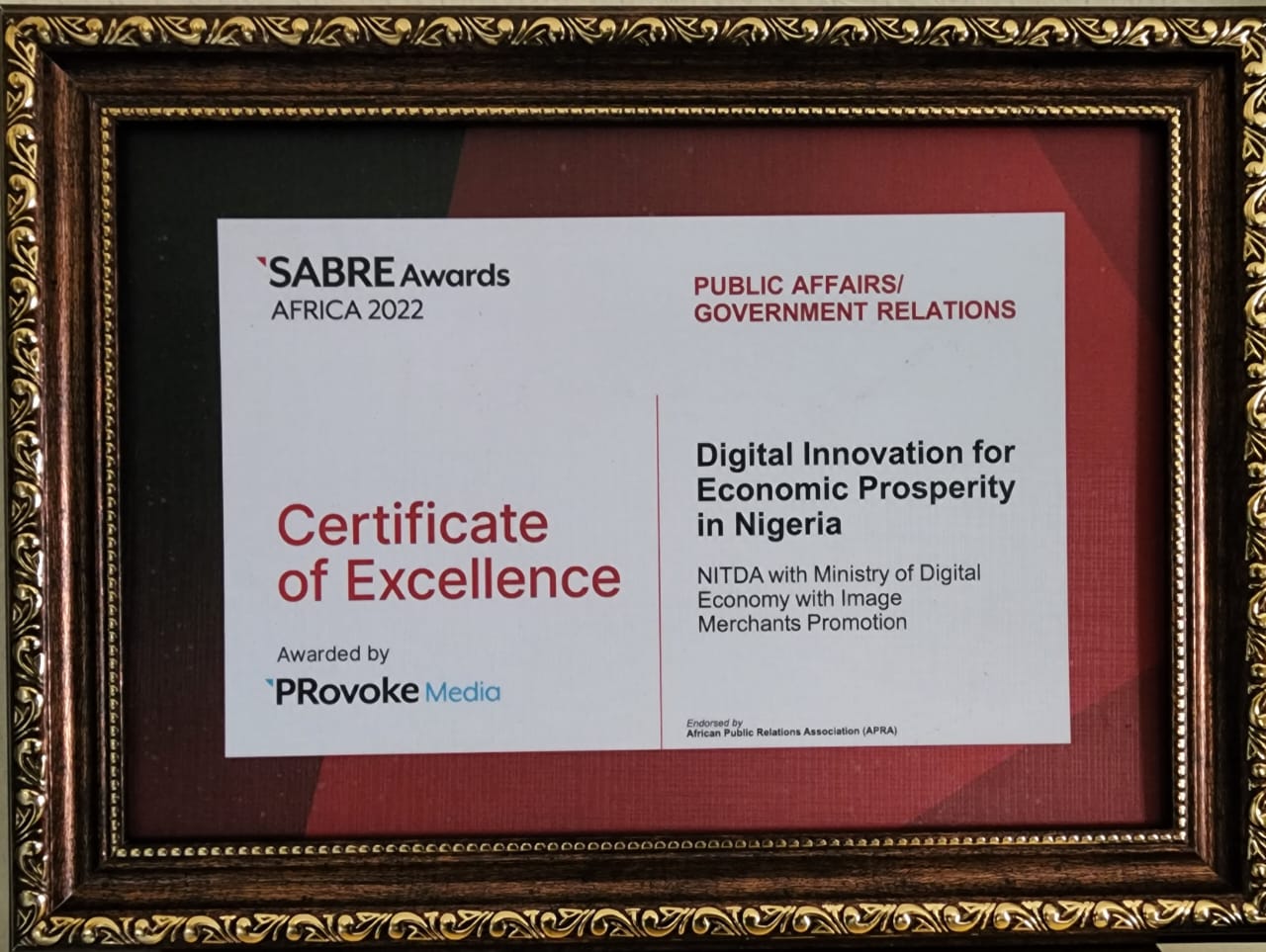 SABRE:NITDA Wins 2022 African PR Award For Excellence – Newsnowonline